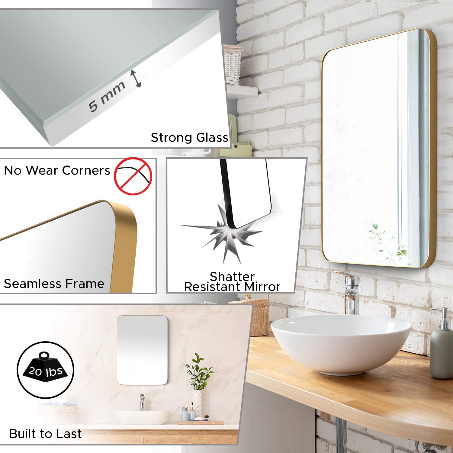 UPLAND OAKS Full Length Mirror for Floor & Wall in Bedroom – Seamless Metal Frame – Big & Tall Large Full Body Mirror – Leaner Mirror Size 65" x 21" (Silver, Slim Lip)