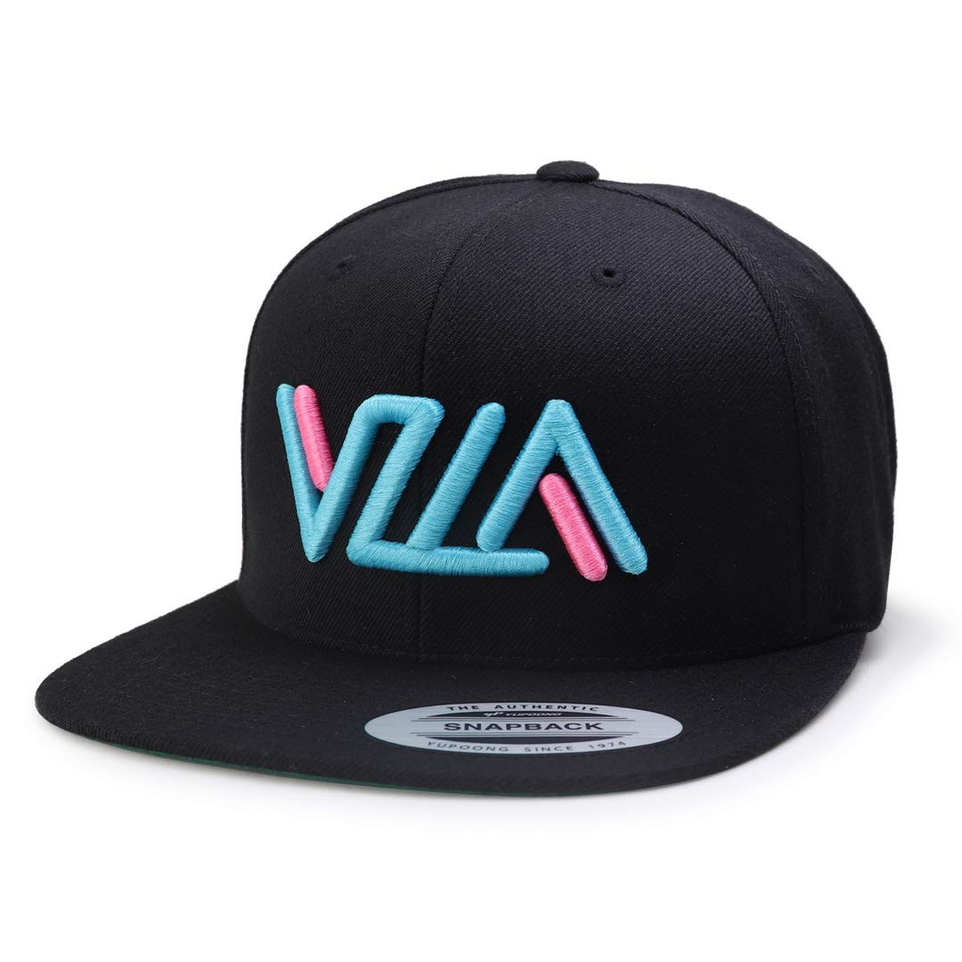 VZLA Snapback hat Flat Bill Cap Premium Quality Durable Comfortable Fit (Black/Vice)