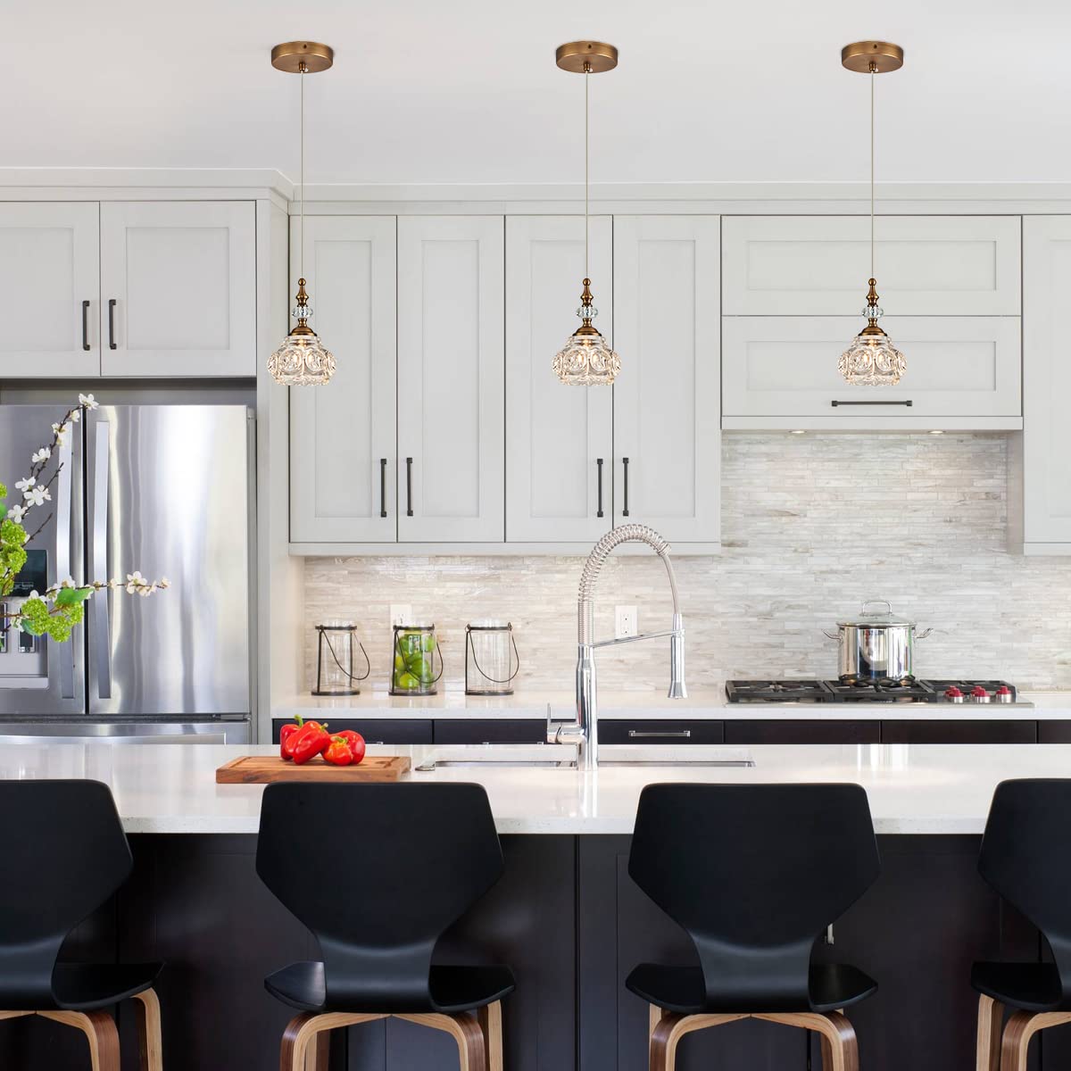 XIEDUN Modern Pendant Light Fixtures Brass Kitchen Island Pendant Light with Unique Design, Perfect for Living Room Bedroom Kitchen Island