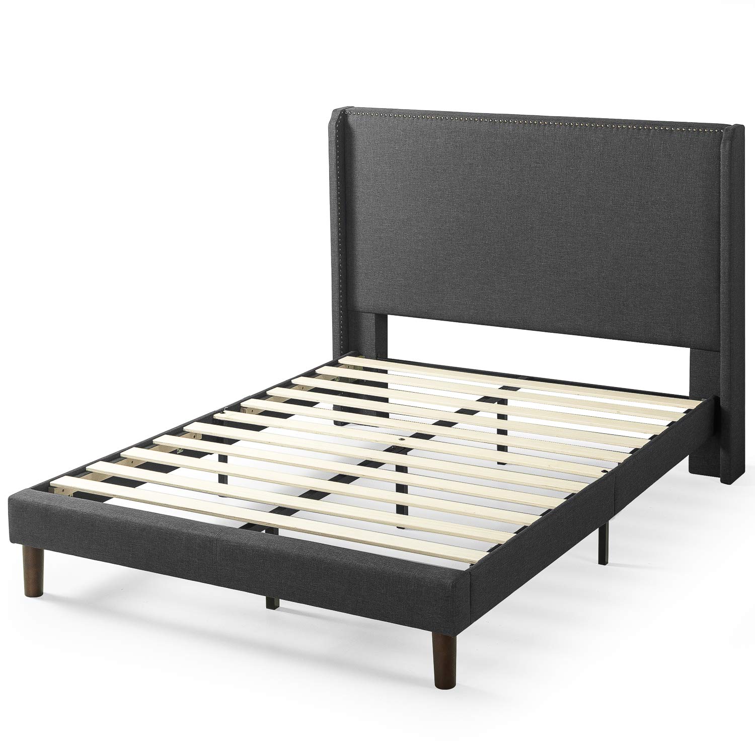 ZINUS Marcus Upholstered Platform Bed Frame / Mattress Foundation / Wood Slat Support / No Box Spring Needed / Easy Assembly, Queen