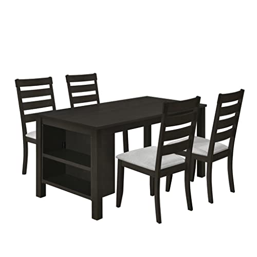 WFHTU Kitchen 5 Piece Dining Table Farmhouse Wood W/2 Tier Storage Racks 4 Person Kitchen Set W/Upholstered Dining Chair