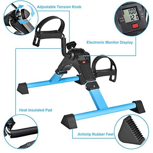 Under Desk Bike Pedal Exerciser, Foldable Mini Exercise Bike, Peddler Exerciser for Arms and Legs