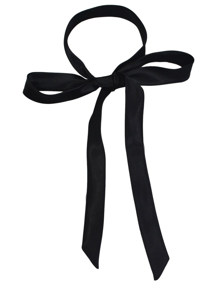 Women Long Silk Bow Tie, Ladies Satin Self Necktie/Ribbon BowTie For T-shirt Decoration Valentine's Day Gift W-B-T1 (black)