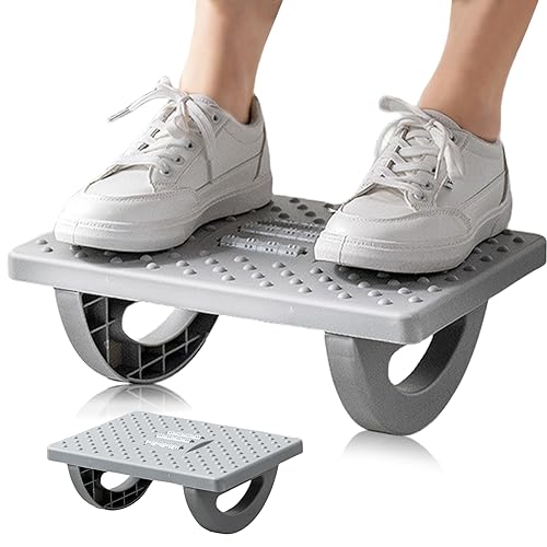 Under Desk Footrest With Large Roller Massage, Foot Rest Under Desk Ergonomic, Foot Stool Under Desk At Work, Adjustable Foot Rest Adjustable Footrest Comfy Rest For Under Desk At Work Or Gaming（Grey）
