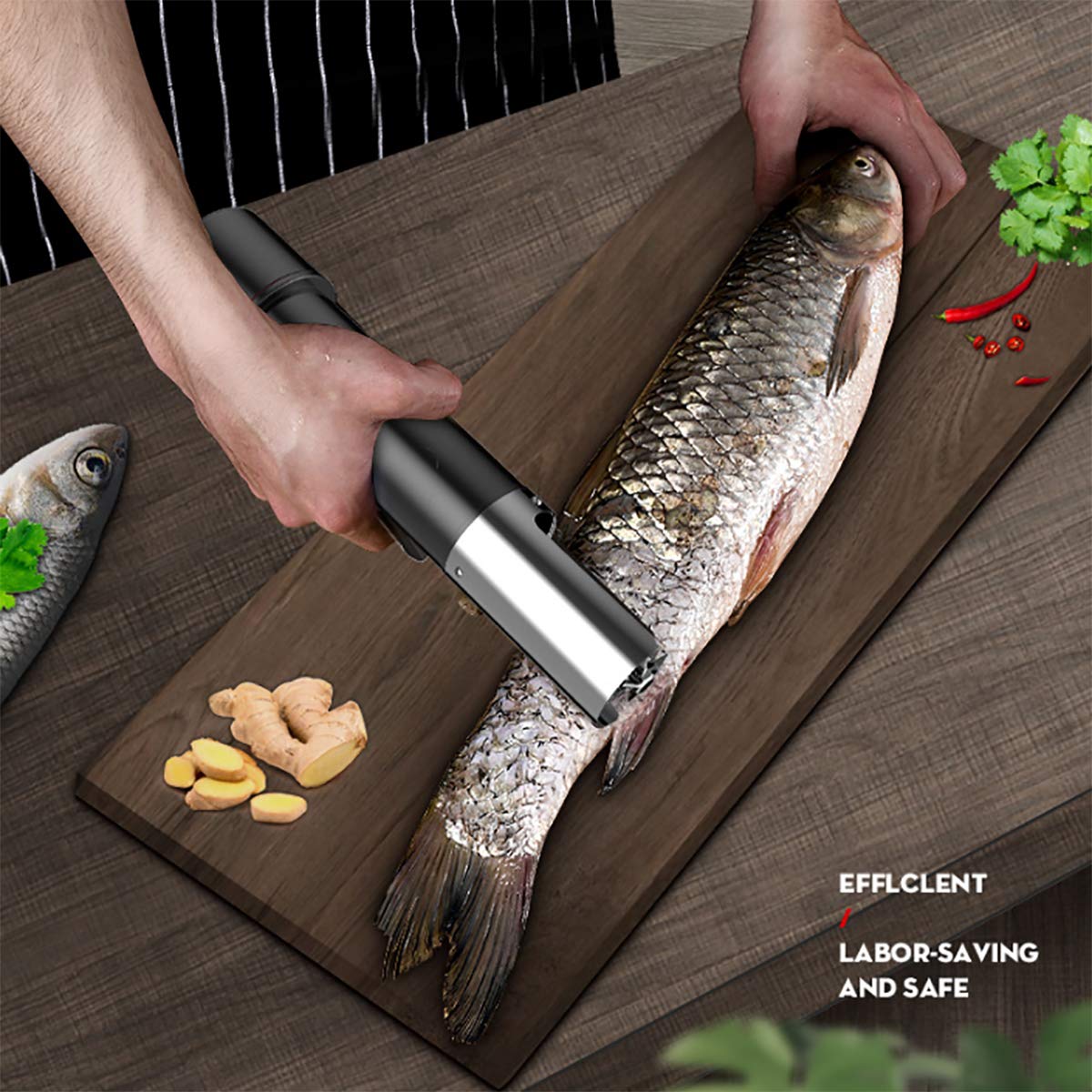 Wadoy Electric Fish Scaler Wireless Fish Scraper Remover, Portable Fish Cleaner Kit with Waterproof Battery, Wireless Charger for Fish Scaling