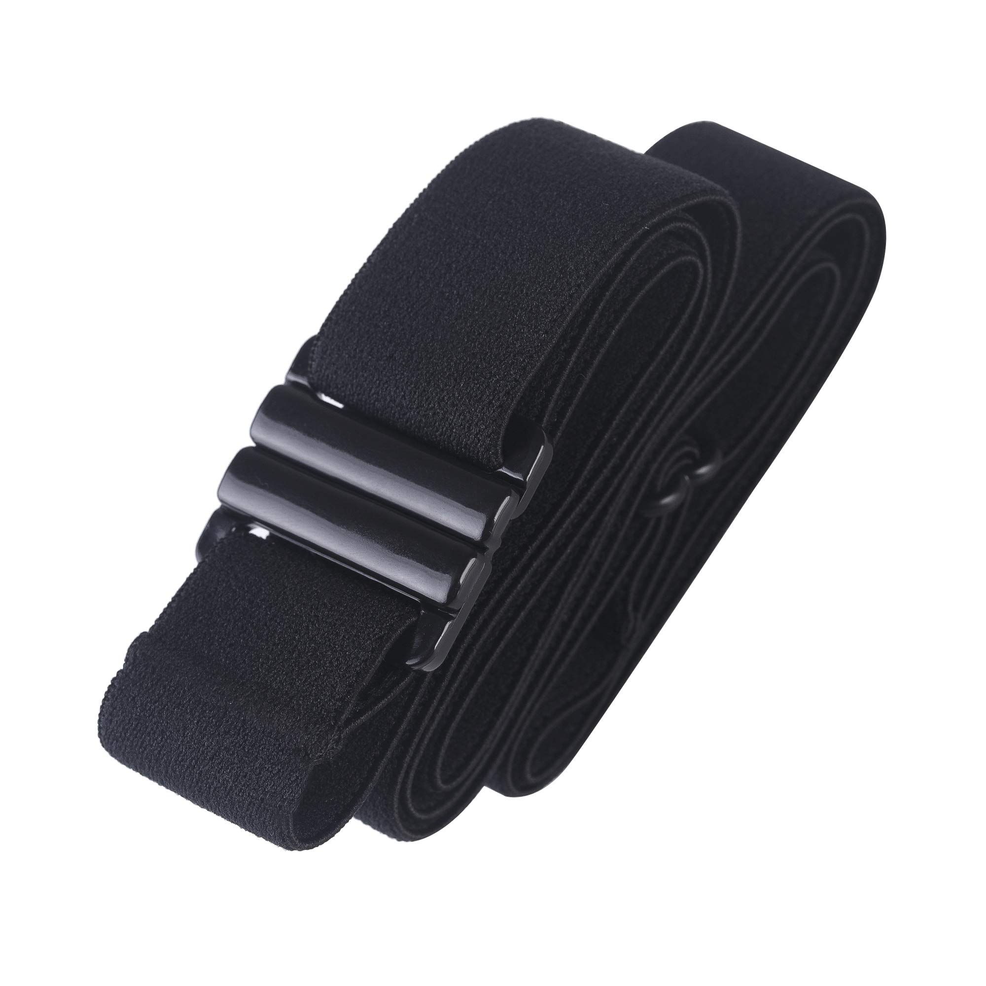 TIGHTS UP Adjustable, Gel Backing, Flat Buckle, Metal Free, Invisible Elastic Belt. Stretch Belt for Women and Men | Black Belt