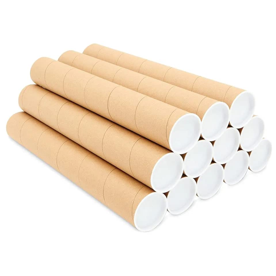 supplyhut 50 - 2" x 20" Round Cardboard Shipping Mailing Tube Tubes With End Caps