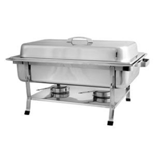 Thunder Group SLRCF002 Chafer, 8 Quart, Full-Size, Welded Frame, dripless Water pan, Lift-Off Cover, Fuel Holder and Plate, Plastic Footed, Stainless Steel