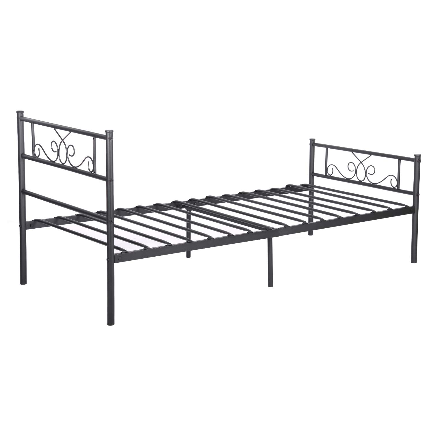 Weehom 12.7 Inches Metal Platform Bed Frame/Sturdy Strong Steel Noise Free/None Slip Mattress Foundation/No Box Spring Needed/Platform Twin Size Bed Black