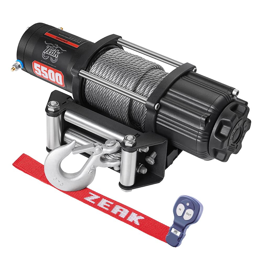 ZEAK Advanced 5500 lb. Electric Winch Off Road Automatic Powersports Winch, ATV Utility, Gavanized Steel Rope