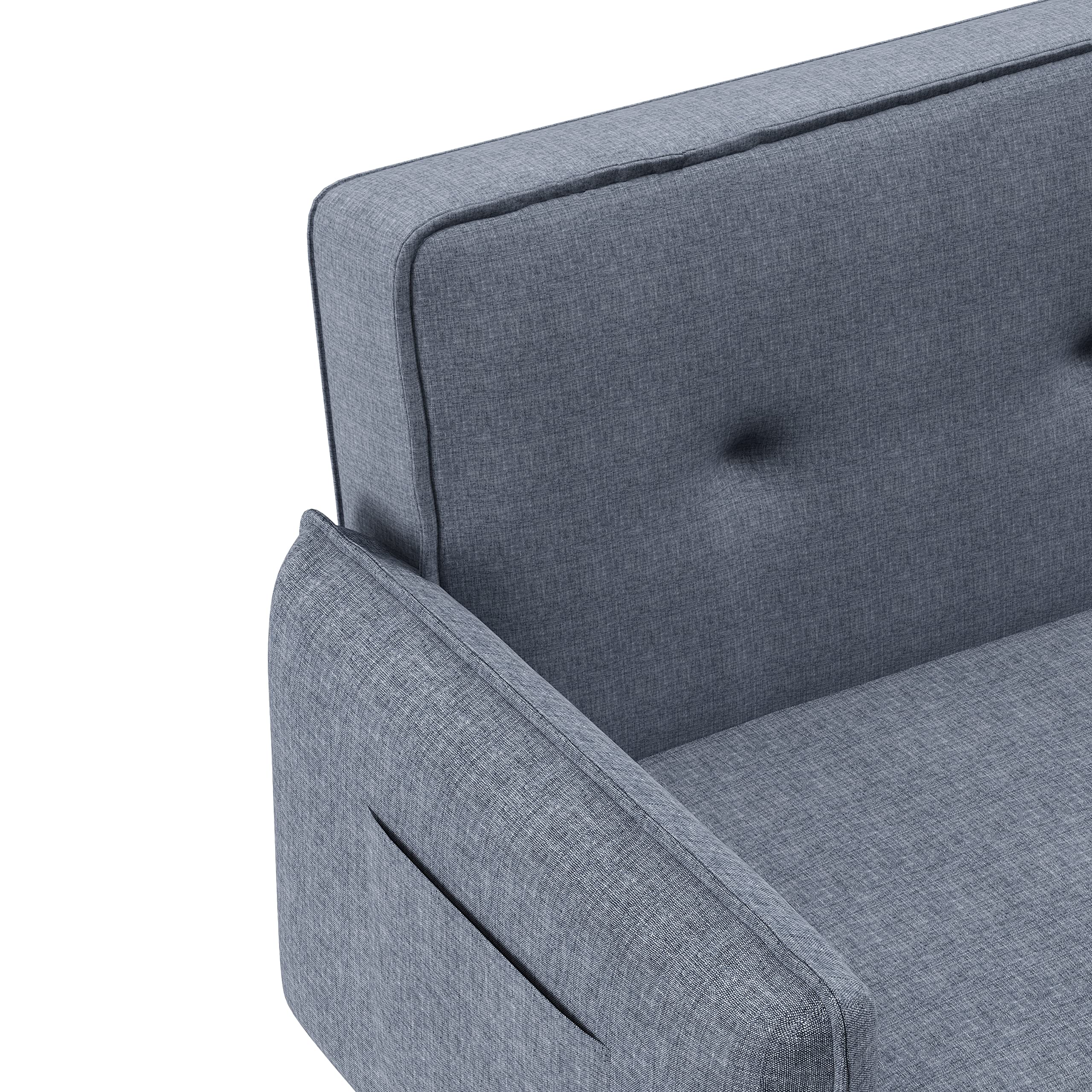 Tiophome Convertible Futon Sofa Bed Sleeper Couch Folding Lounge Living Room Linen Upholstered 75 INCH 3 Setaer Loveseat with Armrest & 2 Pillows & 3 Backrest Settings-120°/150°/180°, Gray, Grey
