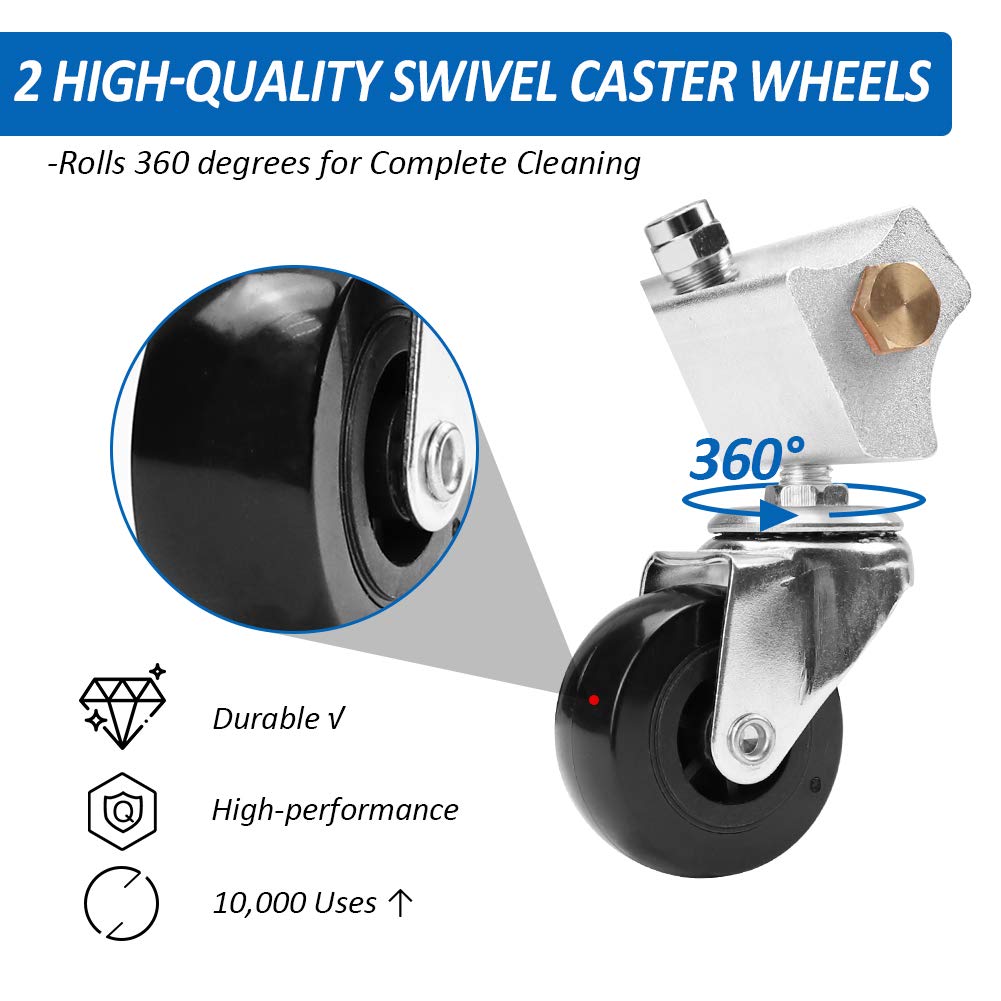 Undercarriage Cleaner for Pressure Washer, Under Carriage Power Washer Attachment with 45 Degree Angled Wand, 4 High Sprayer, 1/4 Quick Connect and Swivel Caster Wheel (Silver)