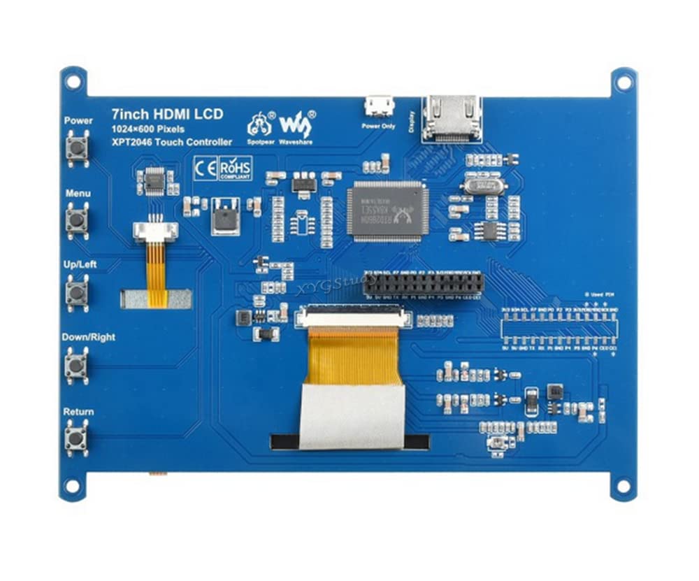 XYGStudy for Raspberry Pi 7 inch IPS 1024×600 Resistive Touch Screen Monitor LCD HDMI Interface SPI Supports Supports Mini PC Raspberry Pi 4B/3B+/3B/3A+/2B/B+/A+ Zero WH/Zero W/Zero