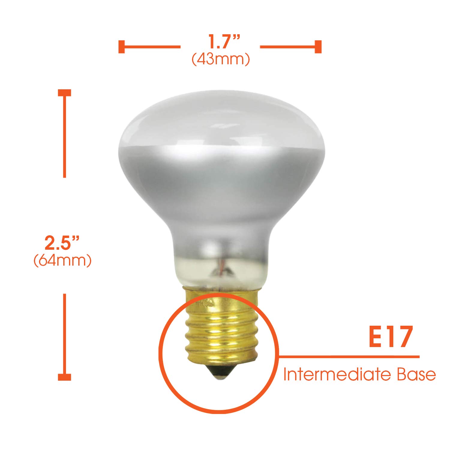 Xtricity 25W R14 Reflector Light Bulb, E17 Intermediate Base, 170 Lumens, Dimmable, 120V, (2 Pack)