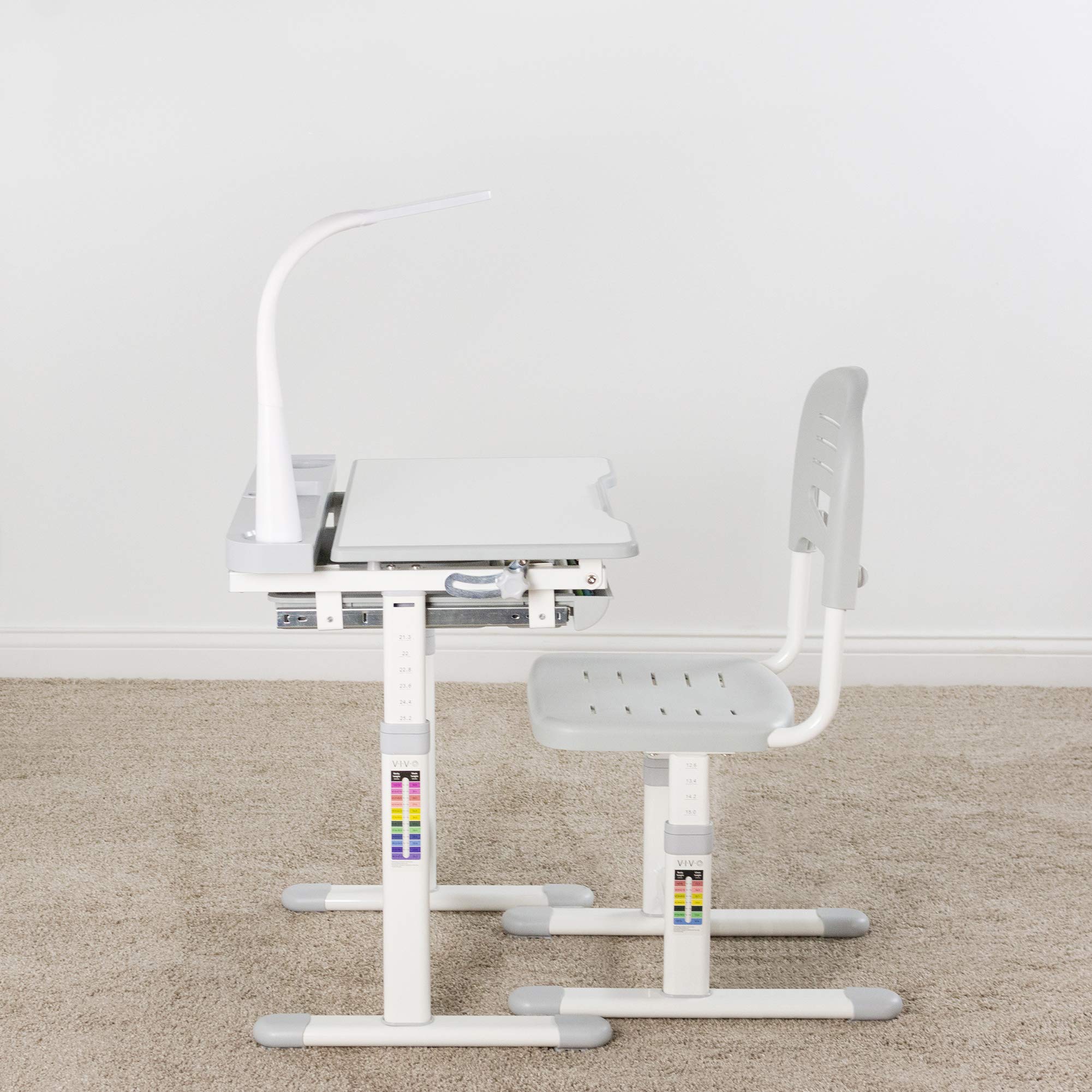 VIVO Gray Height Adjustable Children's Desk and Chair, Kids Interactive Workstation, DESK-V303G
