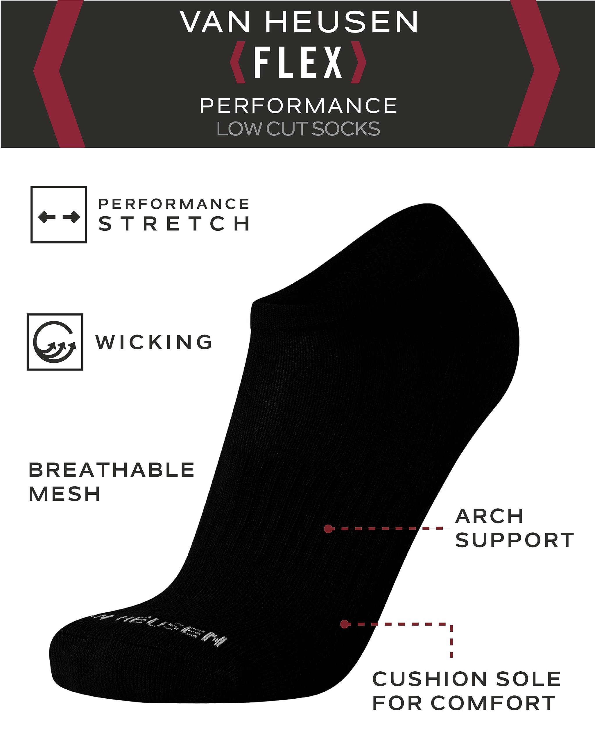 Van Heusen Men's Socks - Low Cut No Show Athletic Performance Ankle Sock Liners (12 Pack), Size 6-12.5, White 3