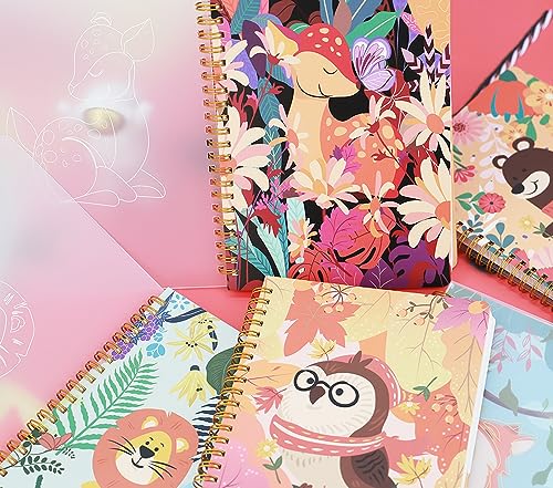 Zegrox Medium 5.75"x 8.35" Notebook, Journal, 6 Pcs Aesthetic Cute Abstract Notebook with Pockets, Flexible Cover, College Ruled Paper, 160 page Easy Tear Pages for Work, School Supplies