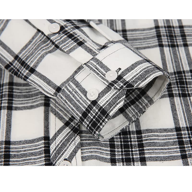 Shirts for Men Causal Plaid Double Pocket Shirts Long Sleeve Spring Autumn Flannel Social Dress Shirt M512 K S