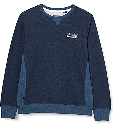 Superdry Mens Orange Label Interest Crew Sweatshirt, Slim Fit, Crew Neckline Midnight Blue Grit Size M