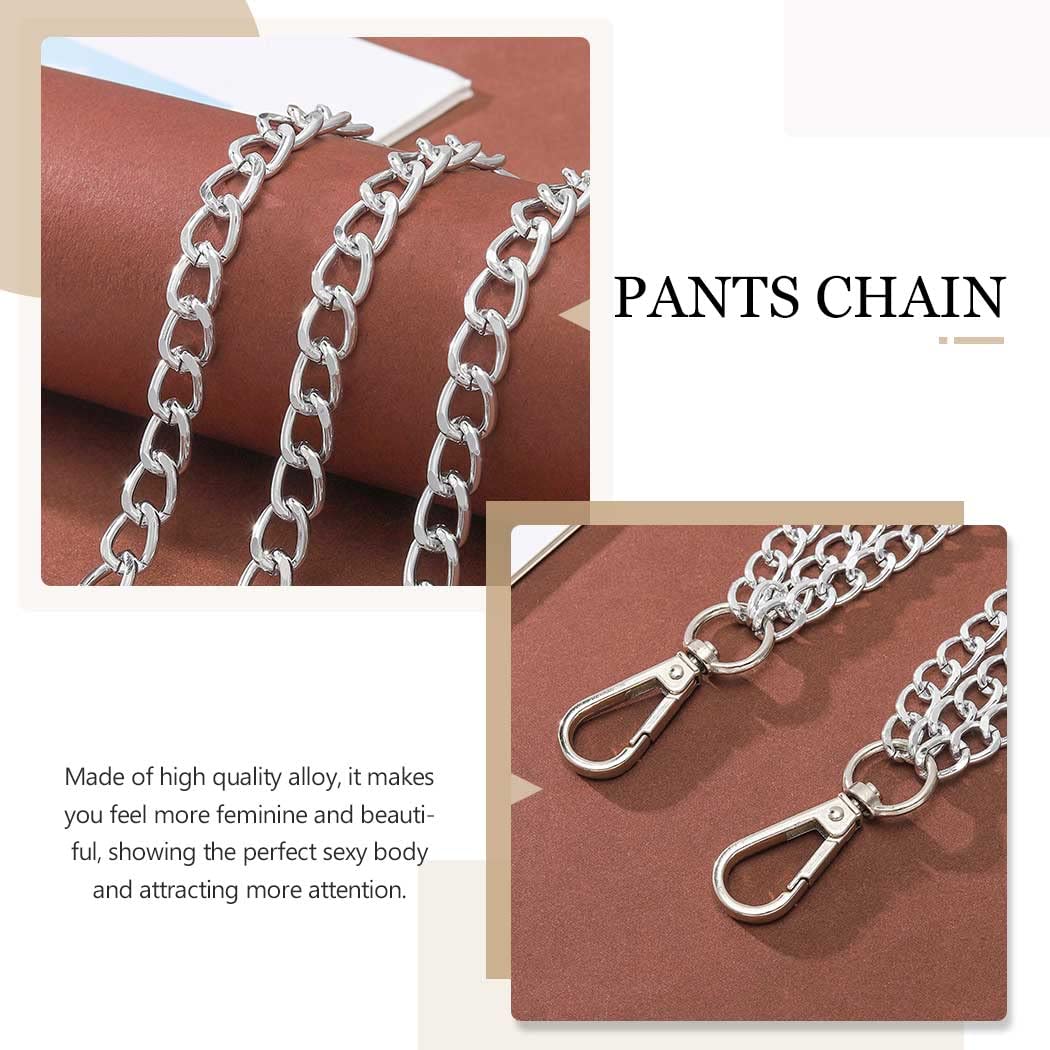 Zehope Layered Pant Chains Silver Goth Jean Chain Punk Hip Hop Wallet Chain Biker Pocket Chain Heavy Keychains for Women and Men