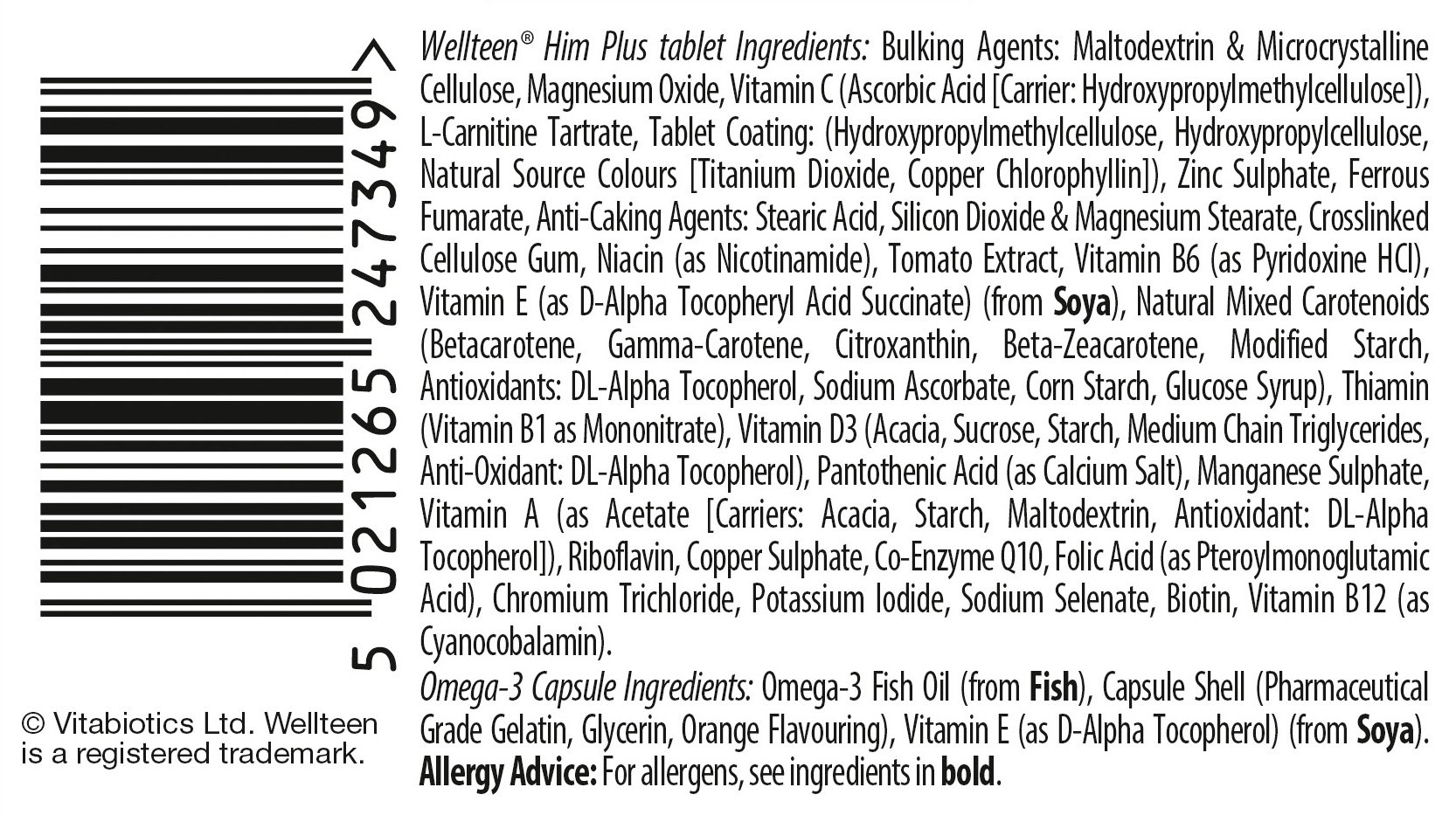 Vitabiotics Wellteen Him Plus Omega-3 - Maximum Nutritional Support for Teenagers and Young Men Ages 13-19 - 56 Tablets and Capsules