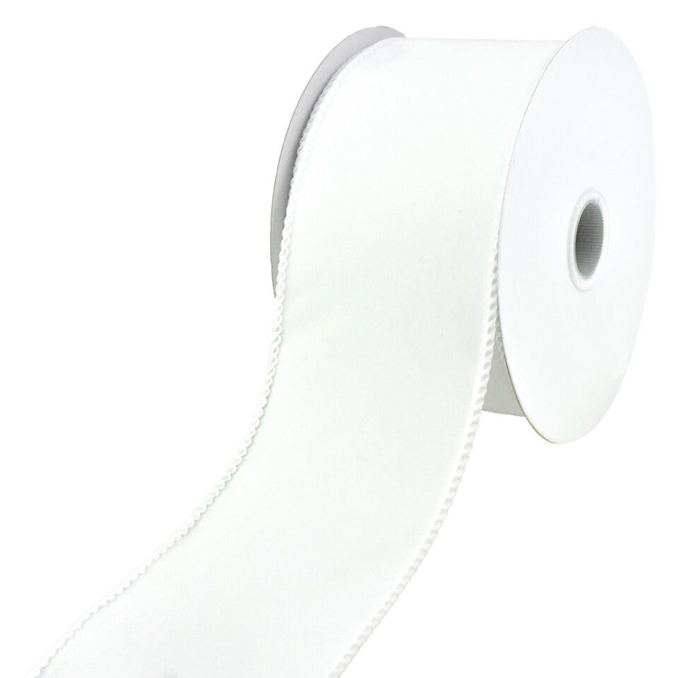 White Christmas Royal Velvet Solid Wired Ribbon, 2-1/2-Inch, 10-Yard Buy from Tchoice