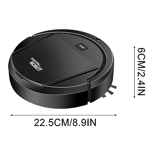 Sweeping Robot, Automatic Robot Vacuum Cleaner, Rechargeable Household Robot Vacuum Cleaner Smart Sweeping Mopping Robot Easy Operation Robotic Vacuums, for Pet Hair Hard Floor (Black)