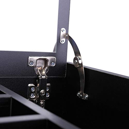 XMLYEC Vanity Set with Flip Top Mirror Makeup Dressing Table with Cushioned Stool - Black