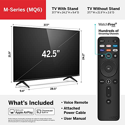 VIZIO 43-Inch M-Series 4K QLED HDR Smart TV with Voice Remote, Dolby Vision, HDR10+, Alexa Compatibility,VRR with AMD FreeSync, M43Q6-J04, 2021 Model