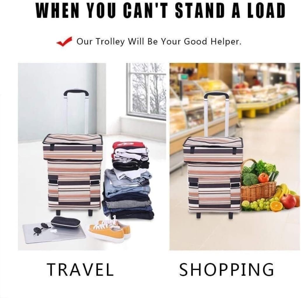 XDMINGY Folding Shopping Cart, Shopping Cart Shopping Cart Trolley Foldable 41L Loading Capacity Aluminum Alloy Pull Rod Large Capacity Grocery Utility Carts, 97*34*28cm