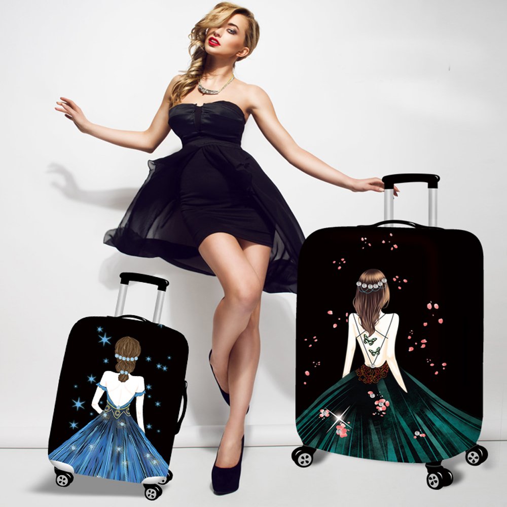 YEKEYI Luggage Protector Case Washable Travel Cute girl Suitcase Protector Fits 18-32 Inch