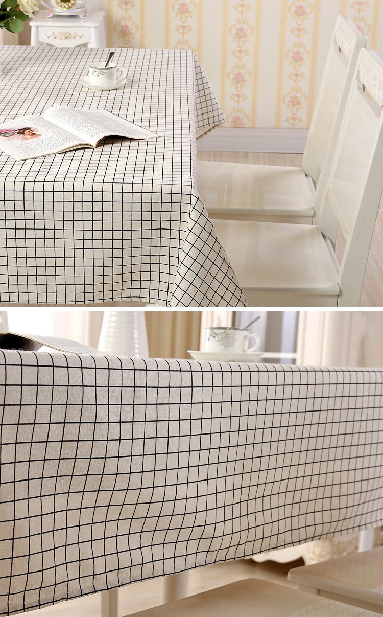 UNIQUE HM&LN Tablecloth Rectangle Table Cover Cotton Linen, Washable & Dustproof, Decoration Perfect for Dinning, Kitchen, Indoor & Outdoor (White, 55x78inch)