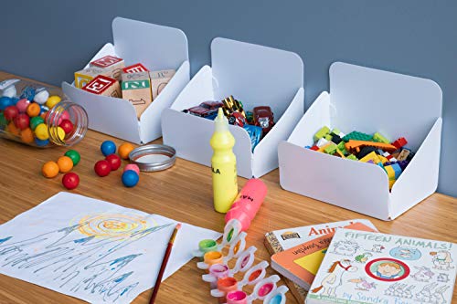 Wallniture Origami Multiuse Small Toy Storage Bin Organizer Caddy, Recycled Plastic, White, Set of 3, Assembly Required
