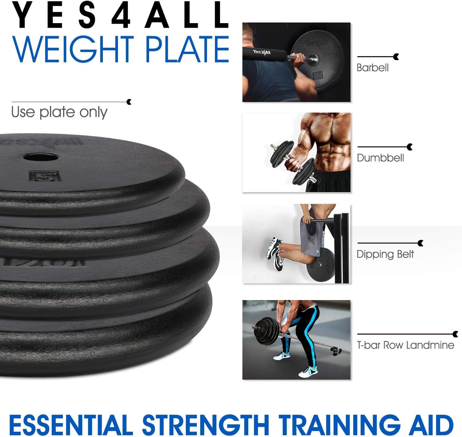 Yes4All 1-inch Cast Iron Weight Plates for Dumbbells β Standard Weight Disc Plates, 7.5 Pound (Pack of 2)