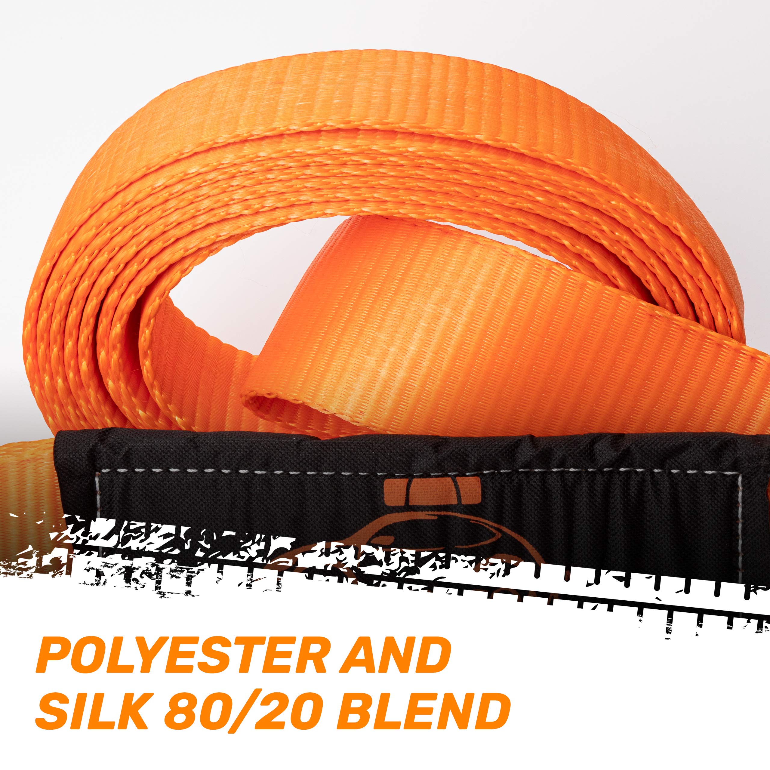 Tow Strap by RoofPax | 3" x 30 ft. Off Road Recovery Rope | 30,180 lb Break Strength Capacity | Heavy Duty Winch Strap with Triple Reinforced End Loops | Essential Recovery Kit for Getting Off-Road
