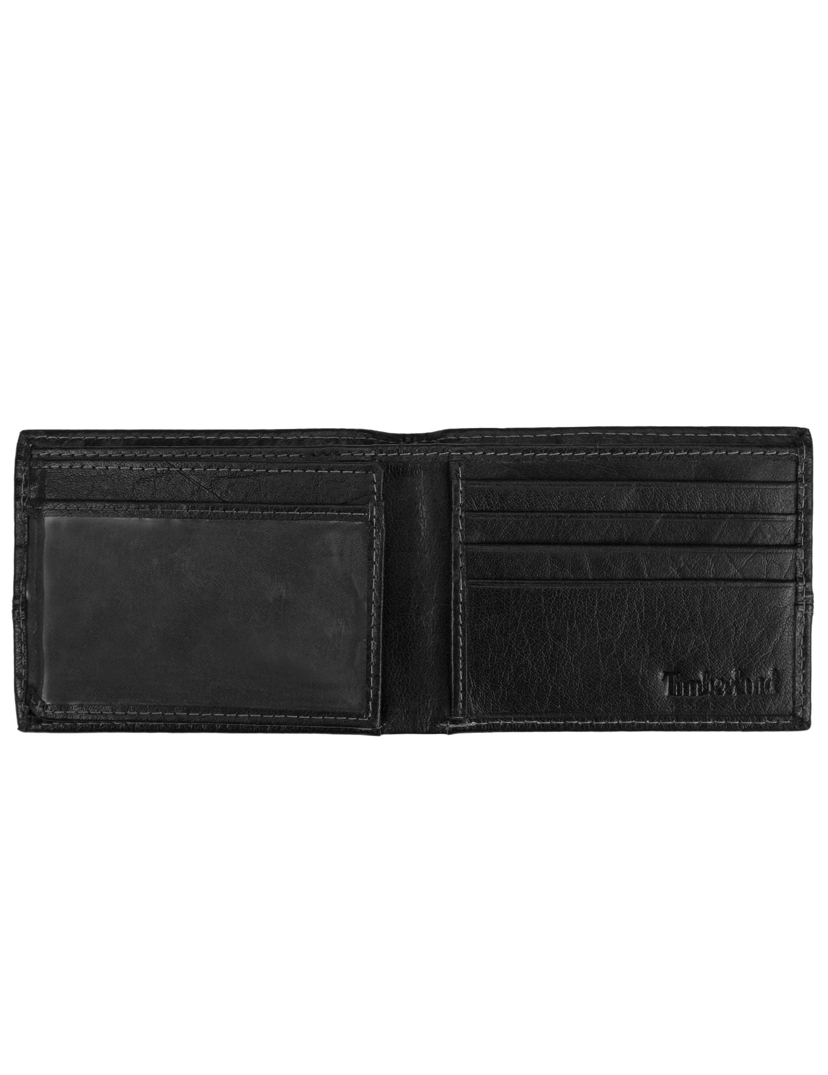Timberland mens Leather Passcase Trifold Wallet Hybrid, Black/Cognac, One Size