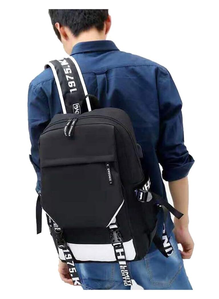 WANHONGYUE Undertale Game Laptop Backpack Rucksack Travel Sports Casual Daypack with USB Charging Port Black / 4
