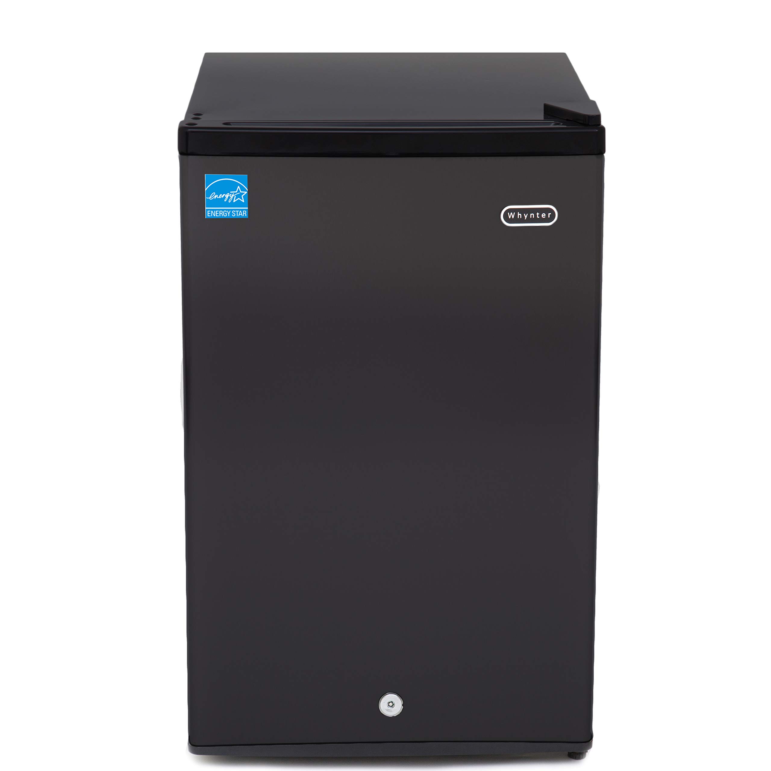 Whynter CUF-301BK 3 cu. ft Energy Star Upright Freezer with Lock β Black & NewAir Beverage Refrigerator Cooler | 126 Cans Free Standing with Right Hinge Glass Door | Mini Fridge Beverage Organizer