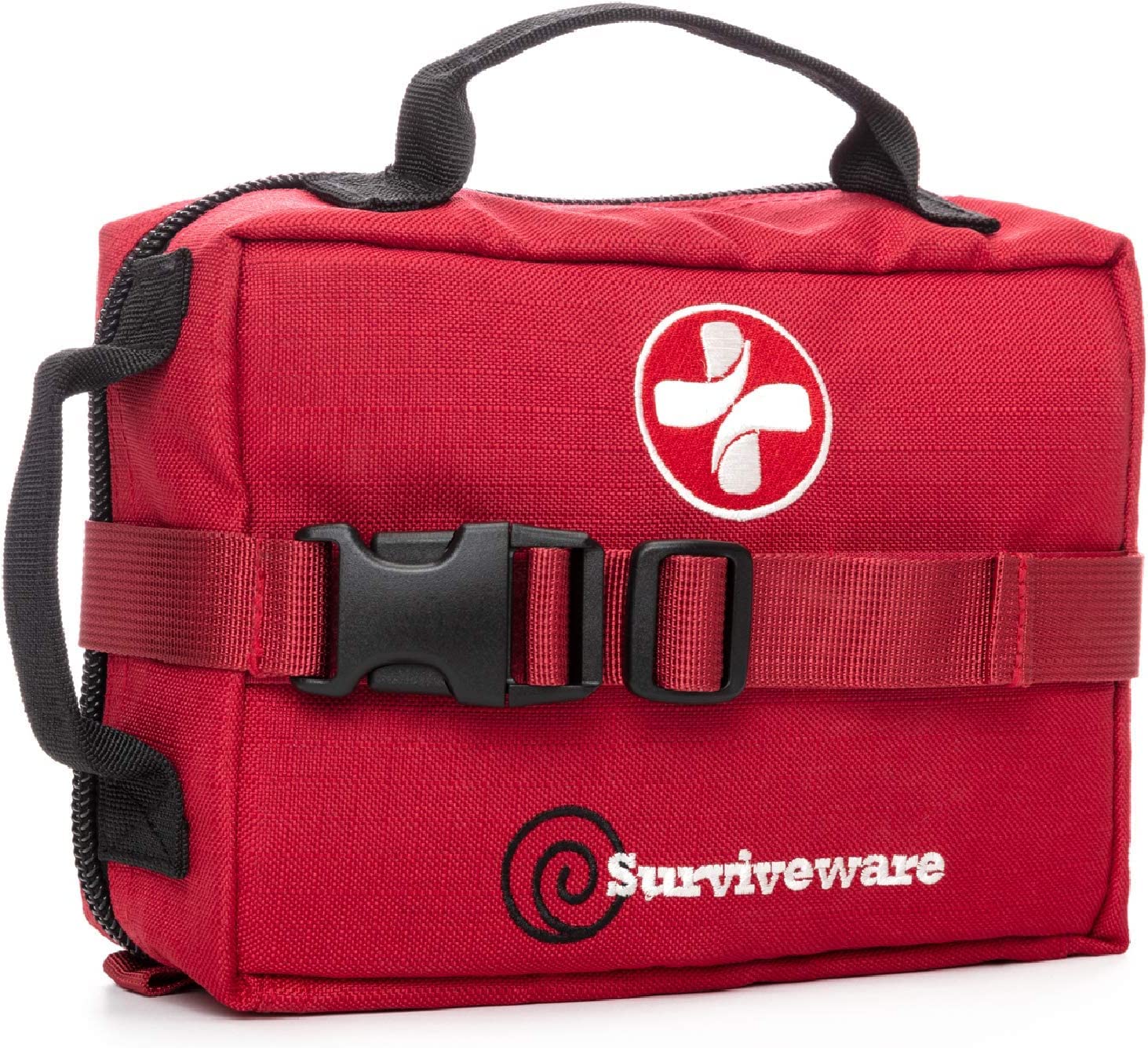 Surviveware Survival First Aid Kit - Emergency Preparedness at Home, Car, Office, Hiking, Camping & Outdoors Activities - 180 pcs Medical Supplies w/Removable MOLLE System & Labeled Compartments