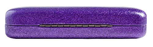 SPUNKYsoul Mystic Purple Medium Premium Fashion Women's Hard Eyeglasses Case | Smooth Glitter | Bonus Cleaning Cloth