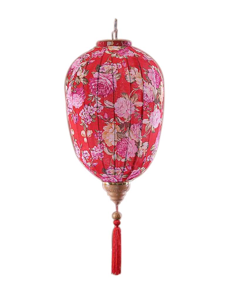 Traditional Chinese Cloth Lantern Painted Home Garden Hanging Decorative Lampshade 14", Red Peony