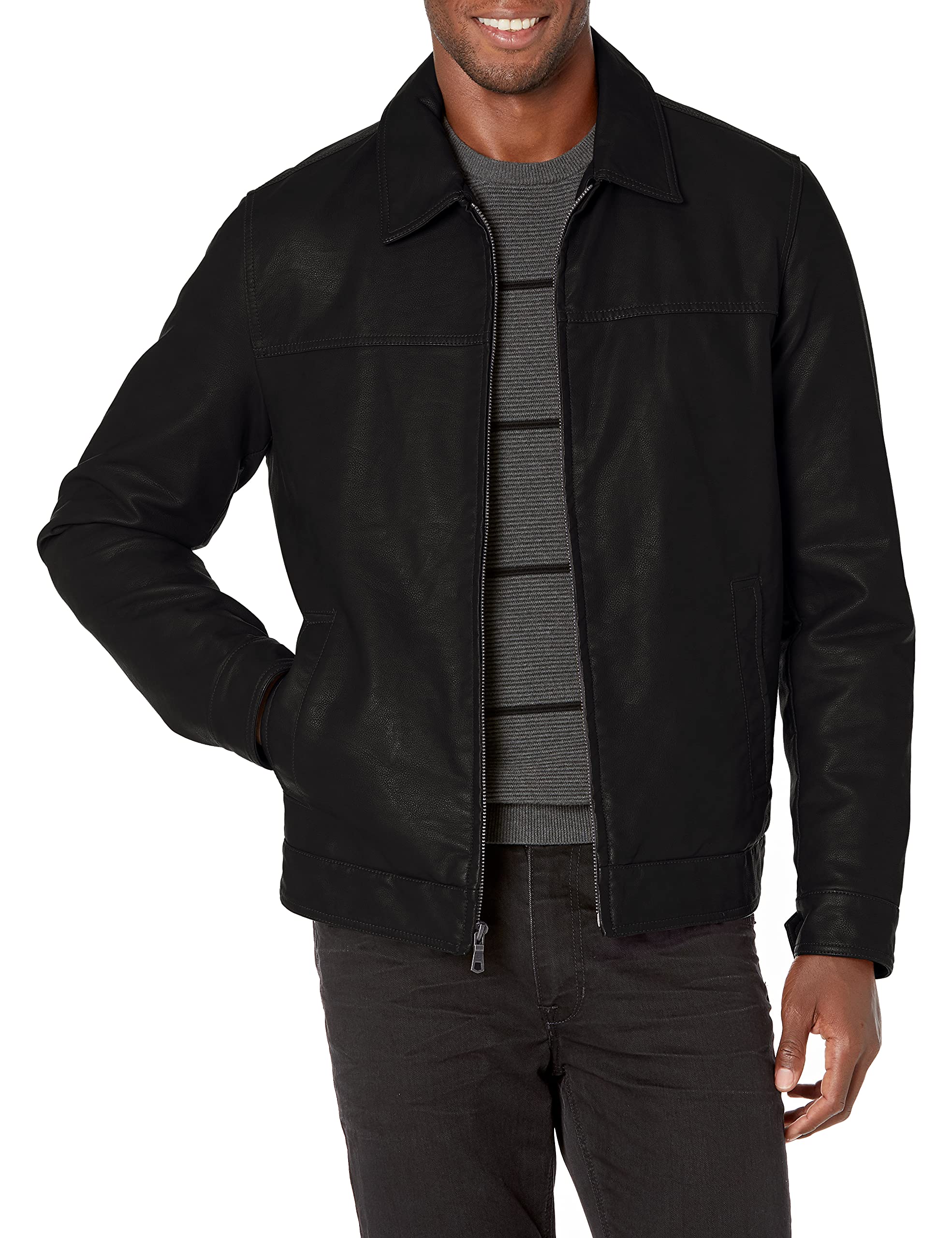 Tommy Hilfiger Men's Classic Faux Leather Jacket, black, Small