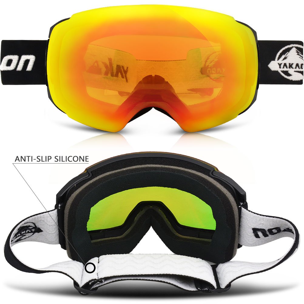 YAKAON OTG Ski Goggles UV Protection Snowboard Goggles Frameless Spherical Anti-Fog Lens for Men Women Youth …