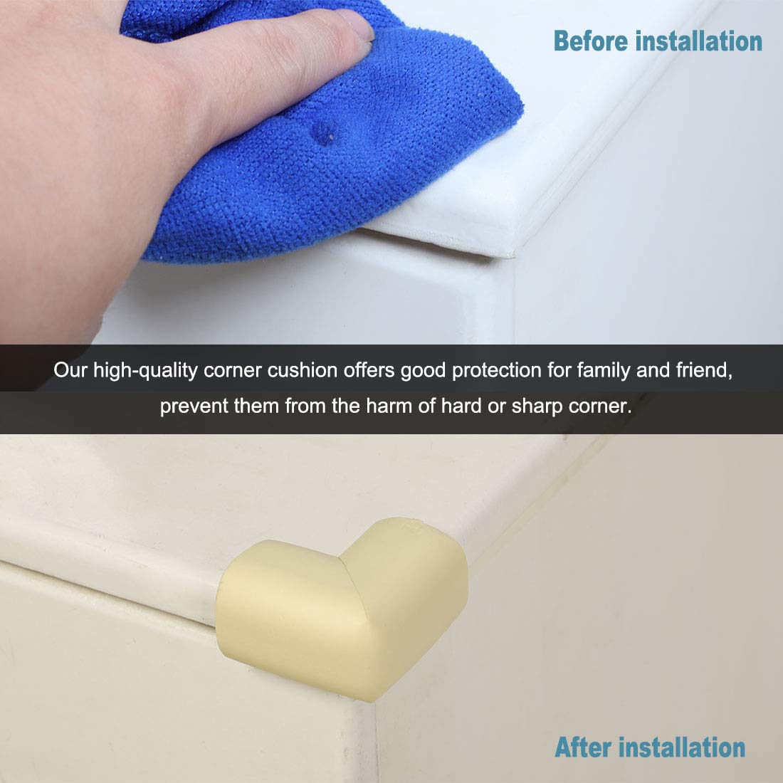 uxcell Foam Furniture Desks Table Edge Cover Pads Protectors Corner Cushions Bumpers Guards Beige