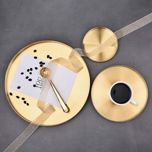 ZODIFEVI Gold Round Trays, 12 Inch Large Round Gold Serving Tray, Gold Tray Decorative, Gold Serving Tray, Decorative Tray for Jewelry, Makeup, Candle, Toiletry, Kitchen Tableware, Bar, Cafe (Large)