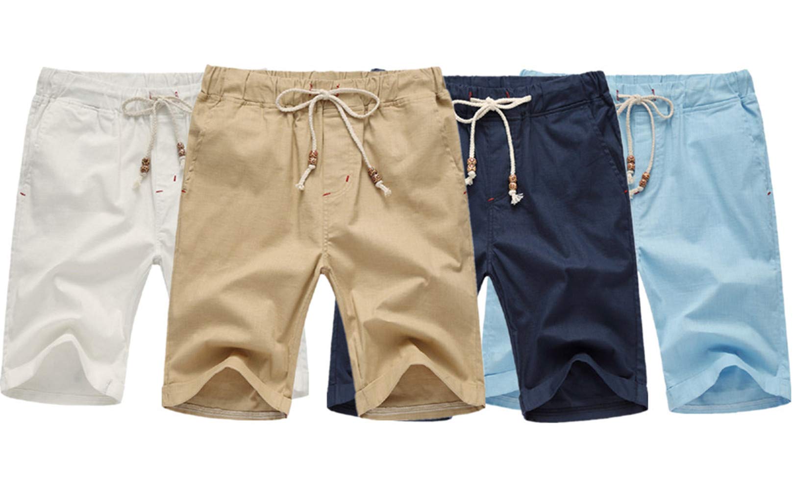 Tansozer Mens Shorts Casual Drawstring Summer Beach Shorts with Elastic Waist and Pockets (Sky Blue, Medium)
