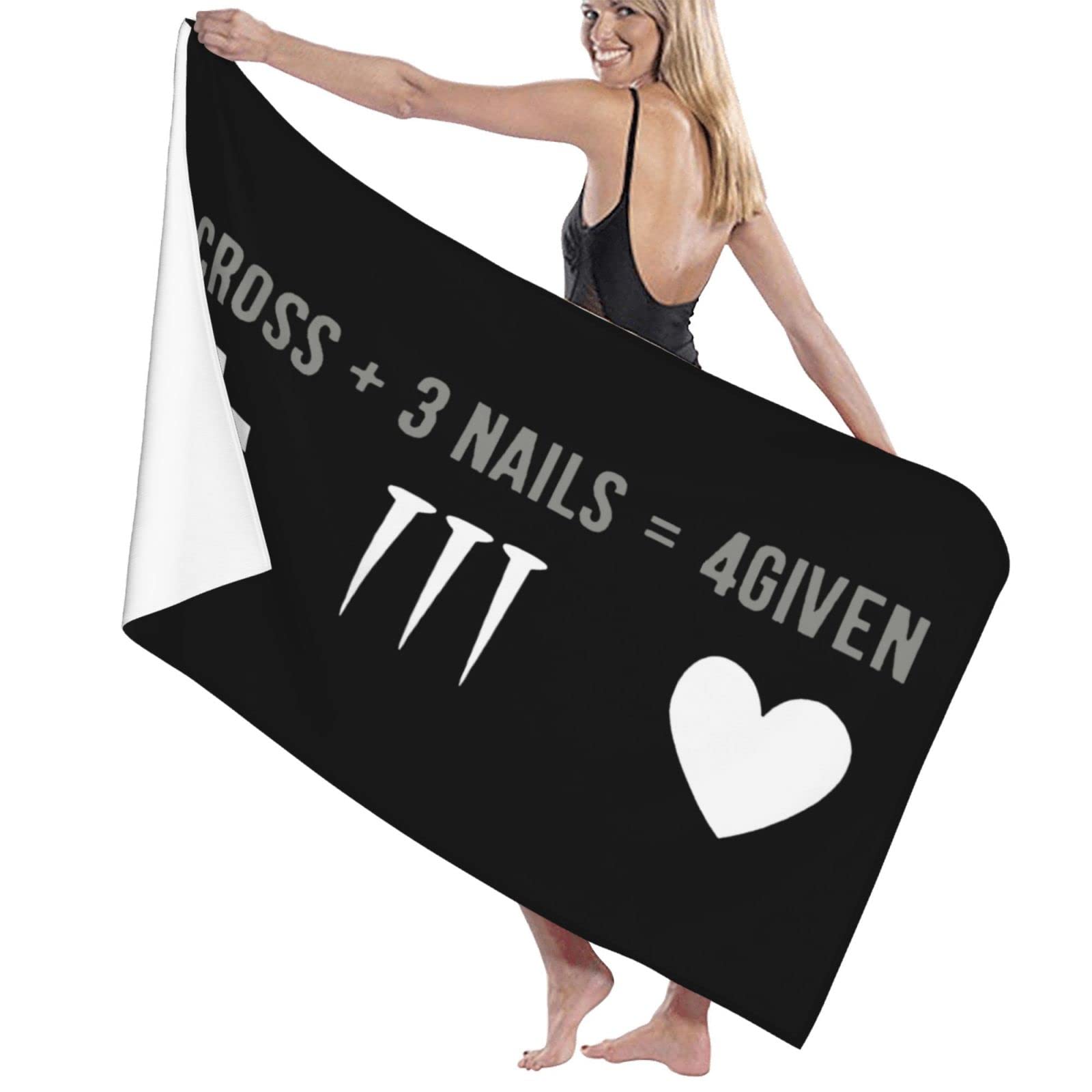 Zahika 1 Cross 3 Nails 4 Given Christian Cross Beach Towel Absorbent Bathroom Towels Beach Towels Oversized Super 32x52 Inch