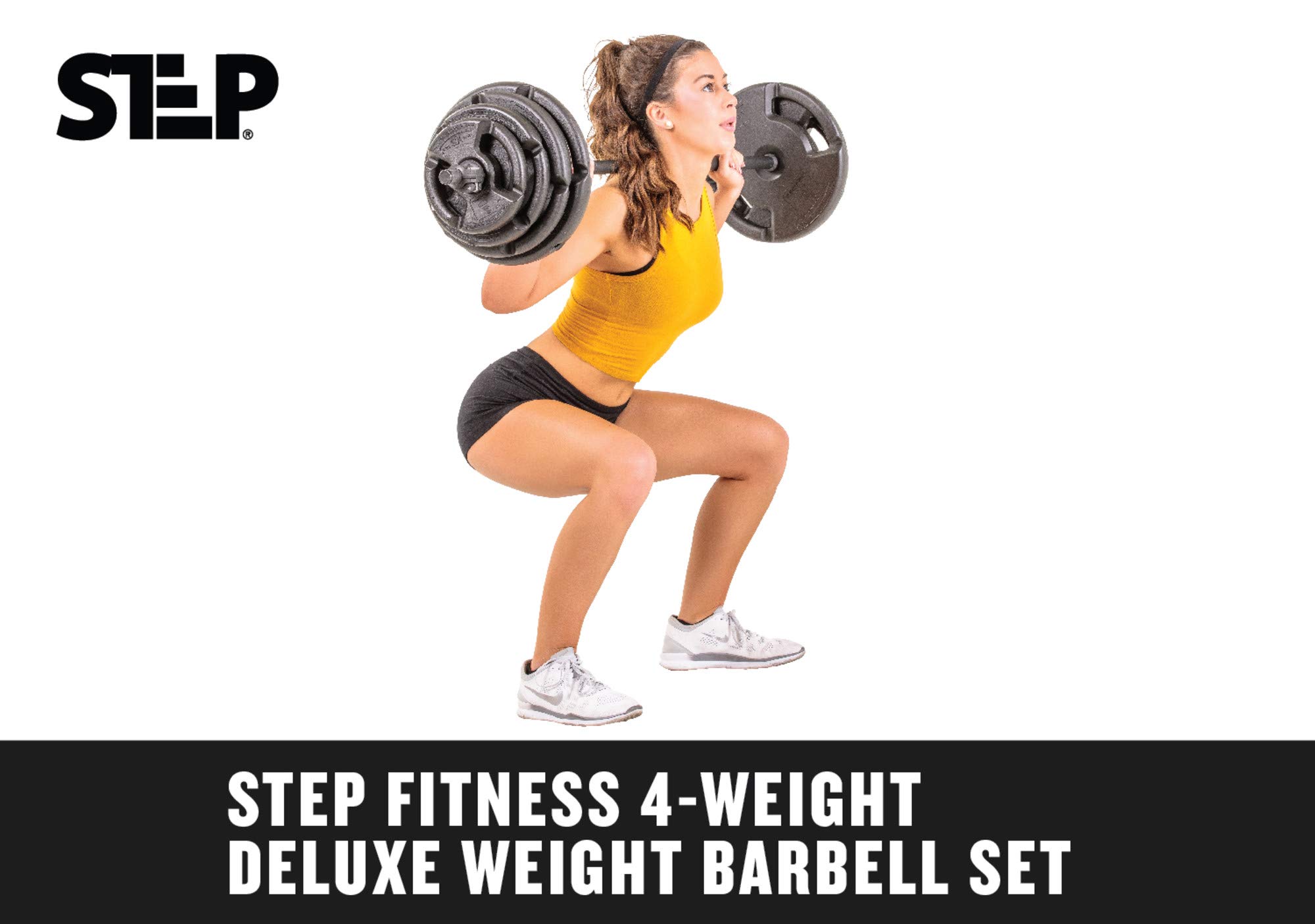 The Step Fitness Deluxe Barbell Weight Set, 60 lbs with Bar, Collars, and Weights