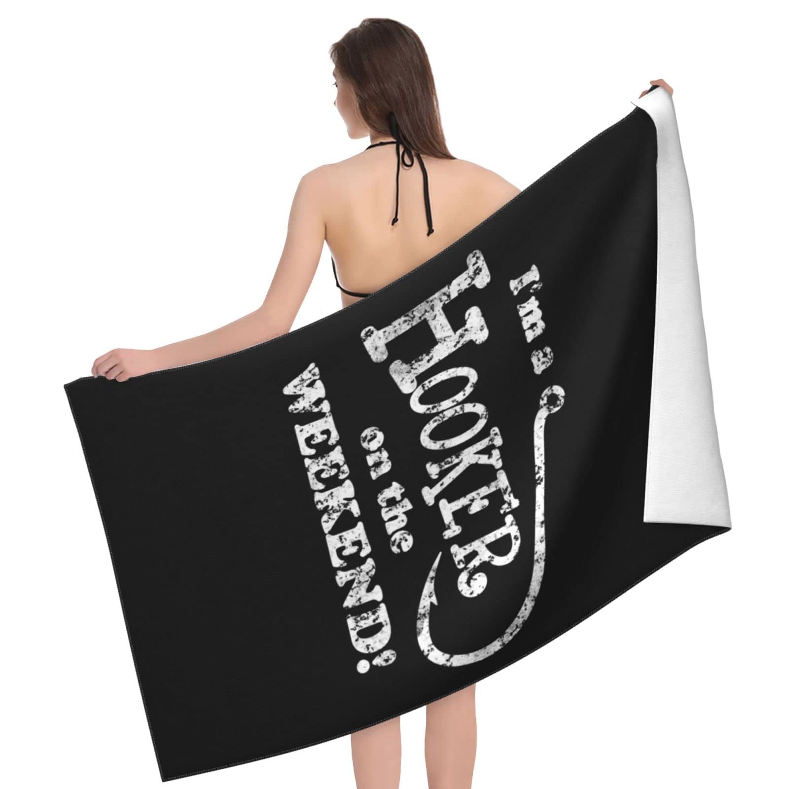 Zahika I'M A Hooker On The Weekend Beach Towel Absorbent Bathroom Towels Beach Towels Oversized Super 32x52 Inch