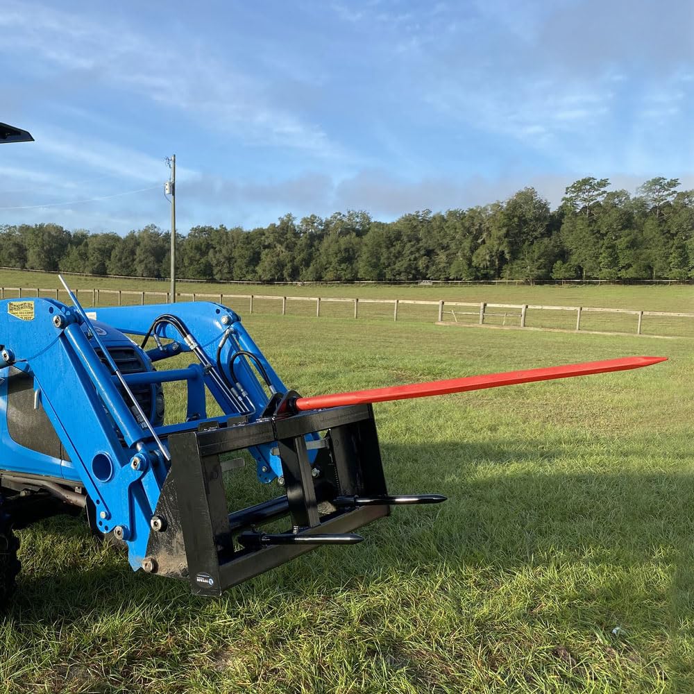 Titan Attachments Skid Steer Hay Frame Attachment, 49" Hay Spear and Stabilizer Spears, Rated 3,000 LB, Quick Tach Mounting, Hay Handing Equipment for Bobcat Tractors